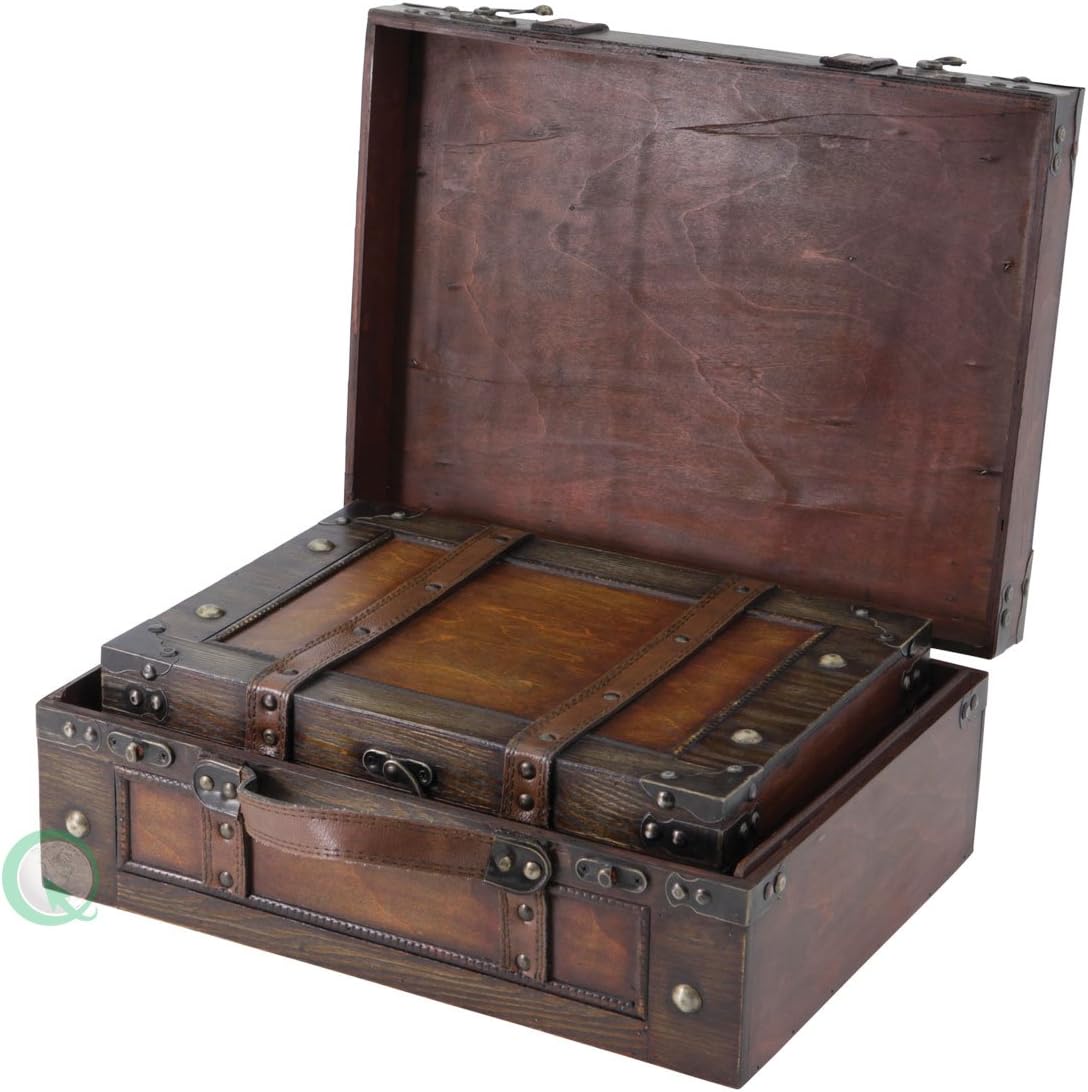 Trademark Innovations Lot de 2 valises décoratives en bois de style ...