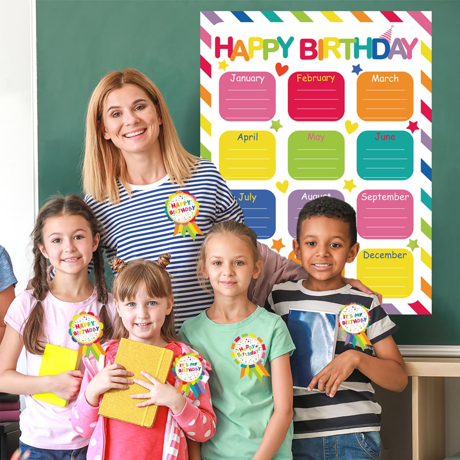 Classroom Posters Smiley Face Classroom Decor Watercolor Happy Birthday ...