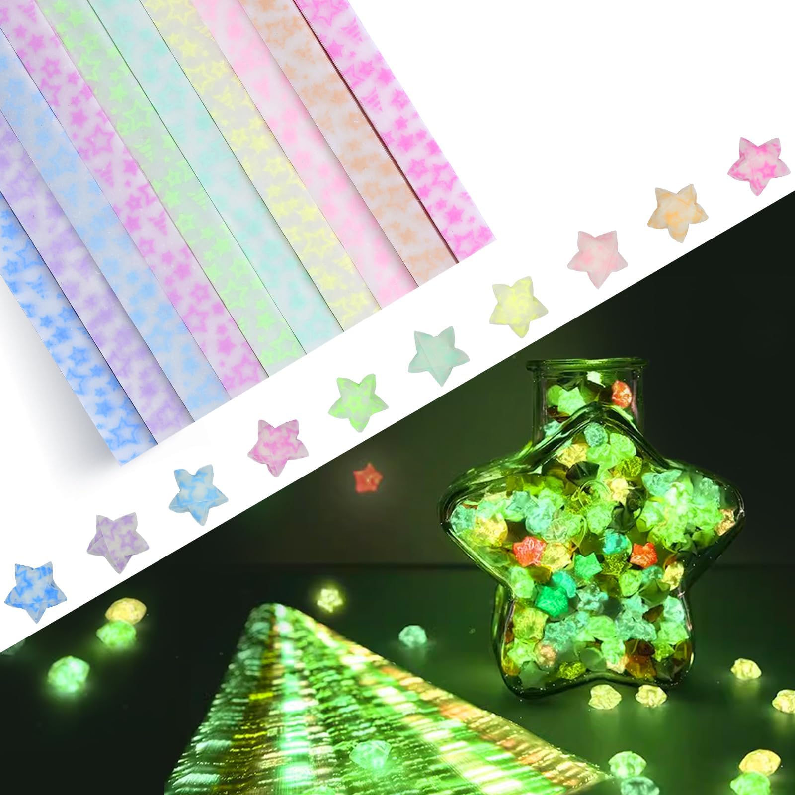 FSSTUD 200 Sheets Glitter Origami Stars Paper Folding Strips Package ...