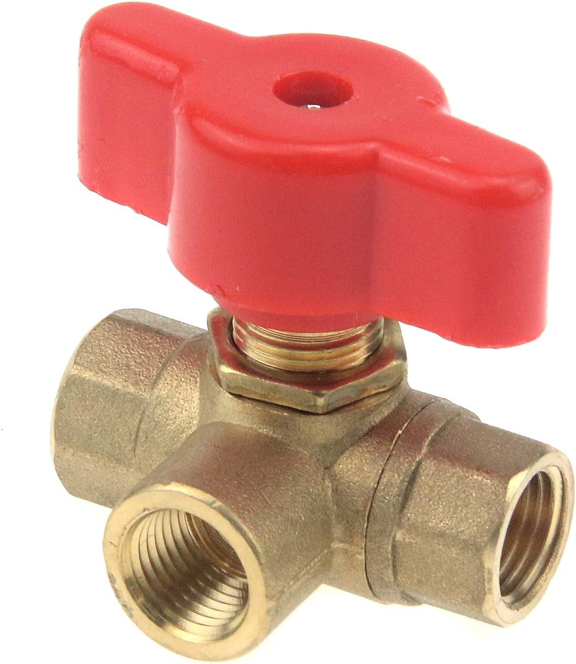 Amazon.com: Coshar 3-Way Forged Brass Ball Valve T Shape Shut Off ...
