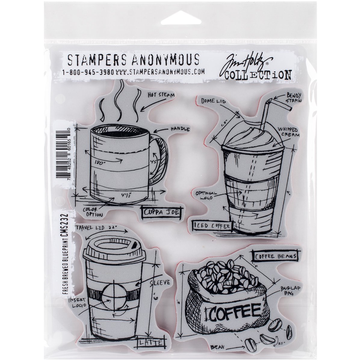Amazon.com: Stampers Anonymous Tim Holtz Cling Rubber Fresh Brewed ...