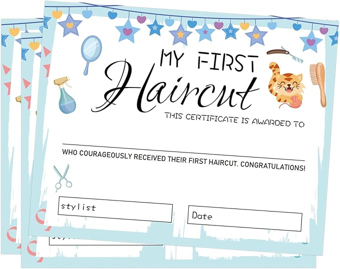 25 Pack My First Haircut Certificate 8x10 Inch-First Haircut Milestone ...