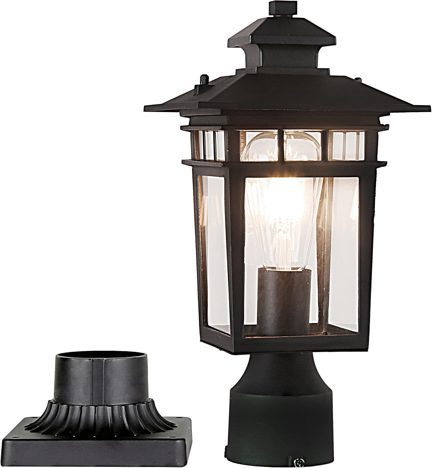 Tosalhql Modern Outside Post Light with 3-inch Pier Mount Base,Black ...