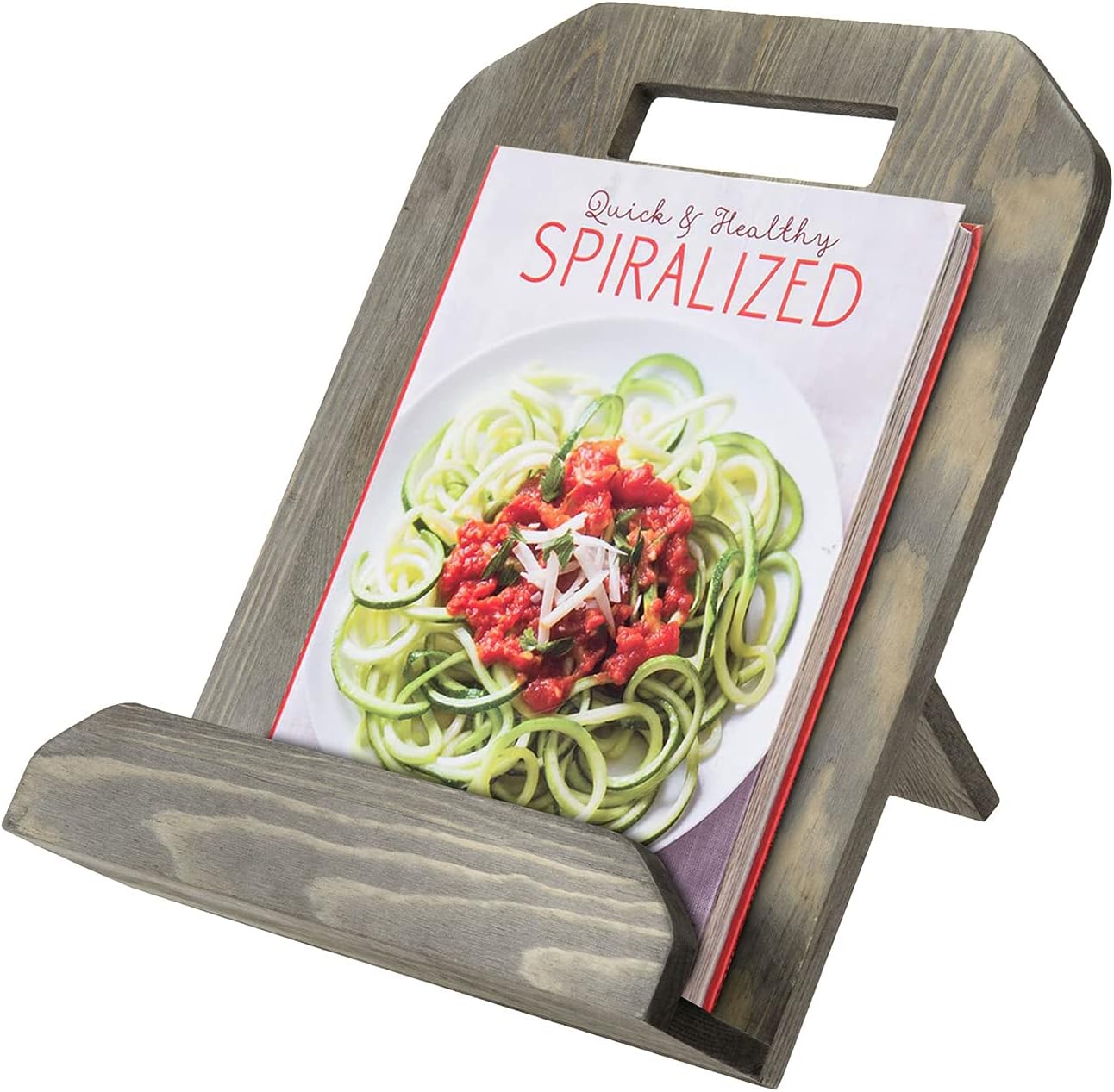 Amazon.com: MyGift Vintage Gray Wood Cookbook Stand with Top Handle and ...