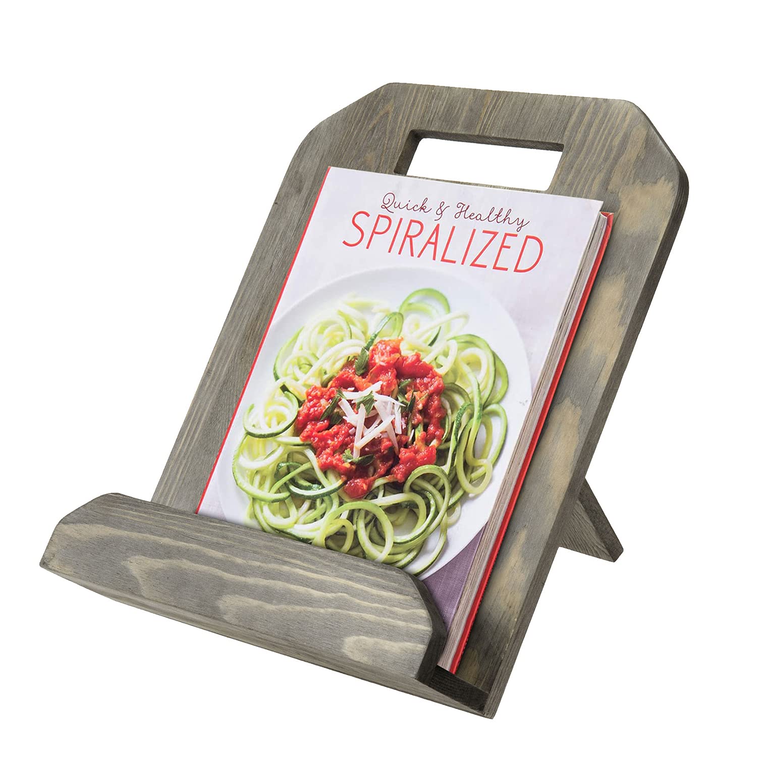 Amazon.com: MyGift Vintage Gray Wood Cookbook Stand with Top Handle and ...