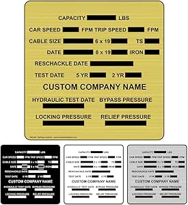 Amazon.com : Elevator Test Tag Sign TestTag-Custom2 Elevator ...