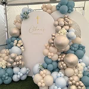 Dusty Blue Balloon Garland Arch Kit, 120Pcs Light Blue Balloon Arch Kits White Sand and Metallic ...