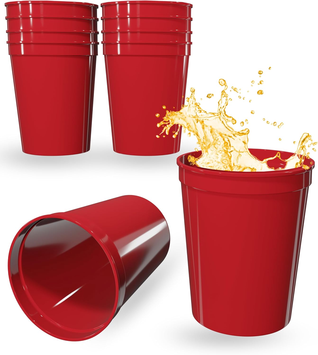 Amazon.com: PartyPrints 10 Pack 16 oz Red Reusable Blank Plastic Cups ...