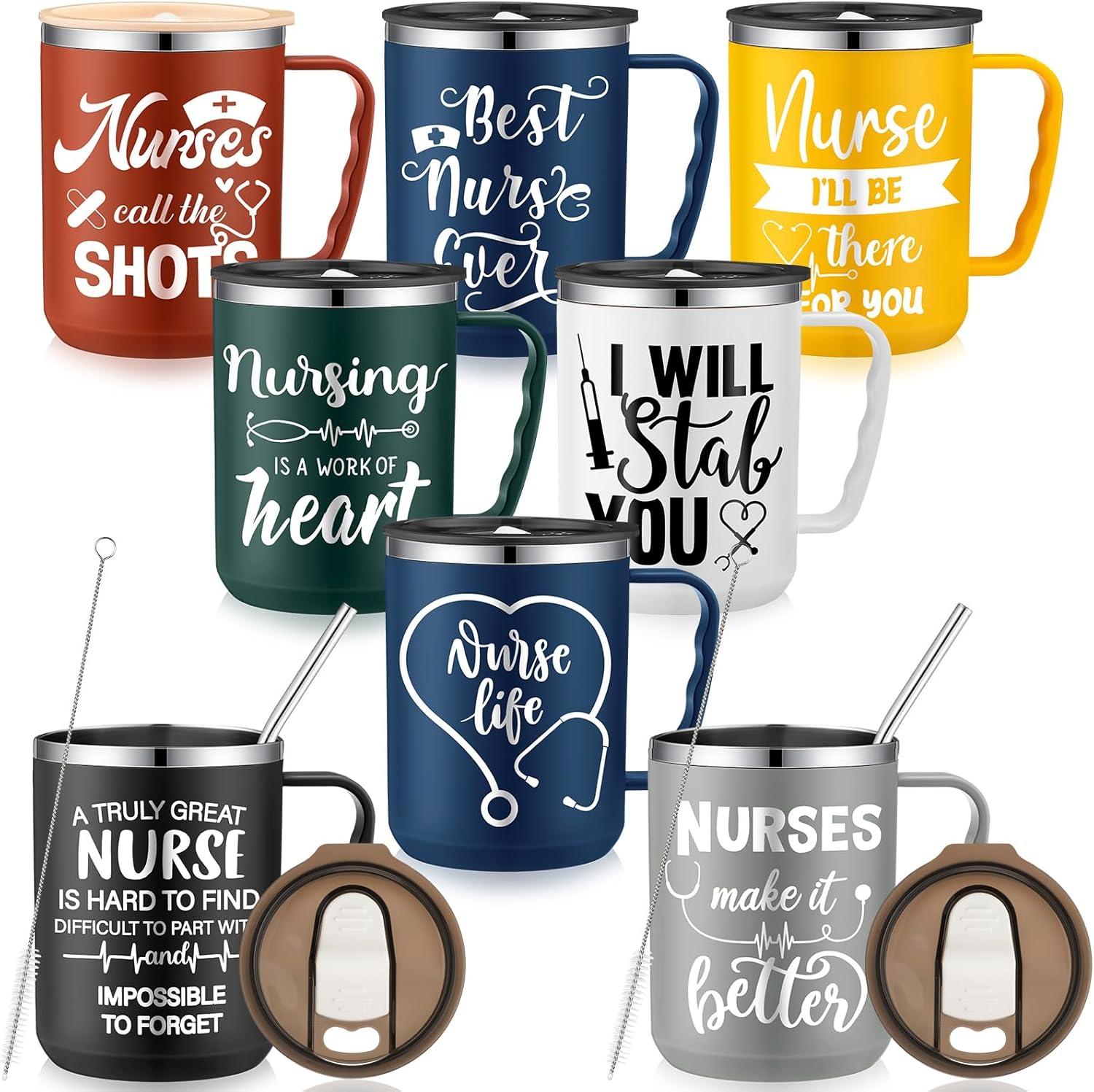 Amazon.com: Ziliny 8 Pcs Nurse Gifts Appreciation Nurse Mug 17 oz ...