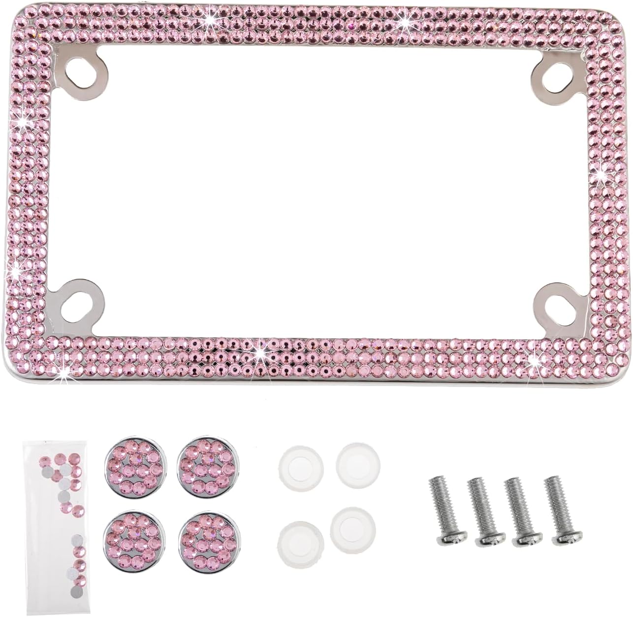 Amazon.com: Fashion Motorcycle Premium Pink Bling License Plate Frames ...