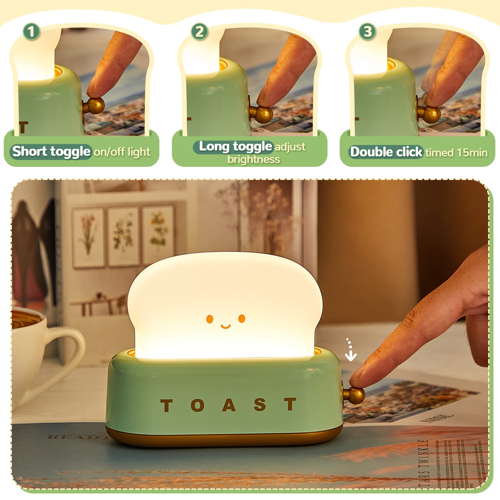 Amylove Toaster Lamp Cute Toast Night Lamp Mini Lamp Night Light Lamp ...