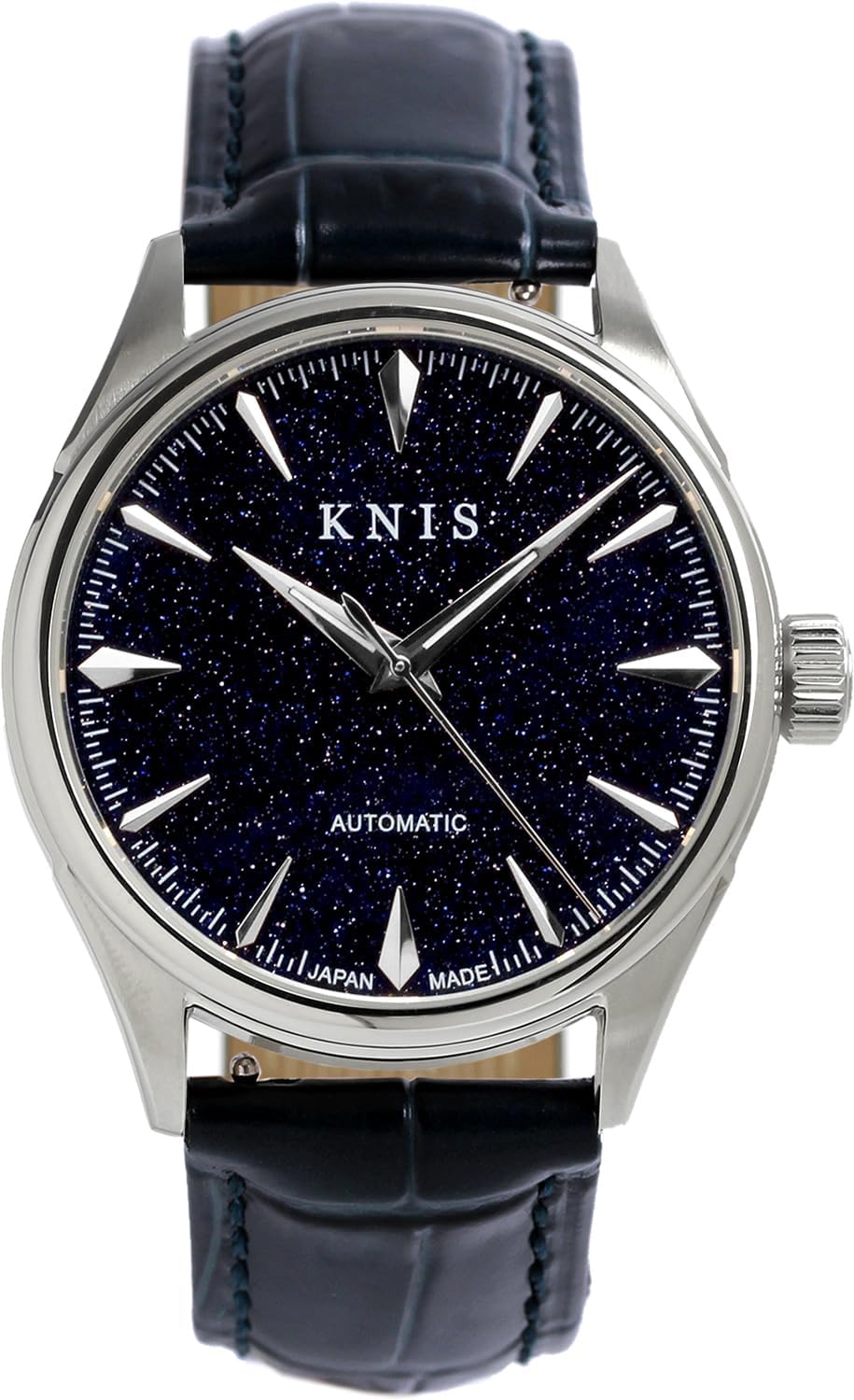 Amazon | KNIS ニス アベンチュリン 日本製 自動巻き 腕時計 メンズ サファイアガラス 革ベルト 10気圧防水 機械式 ブルー シルバー ブルーレザー KN001 ...