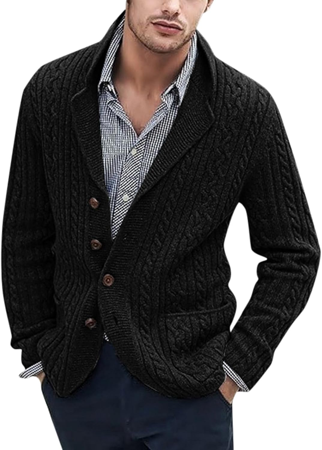 Amazon | [Shopyruder] カーディガン メンズ 大きいサイズ 秋 薄手 着物 羽織 洗える セーター ニット vネック ビジネス 和服 部屋着 普段着 カジュアル シャツ ...