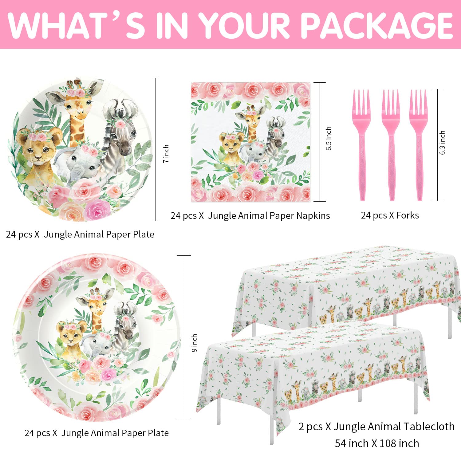Snapklik.com : HIPVVILD Jungle Theme Party Supplies Tableware Girl ...