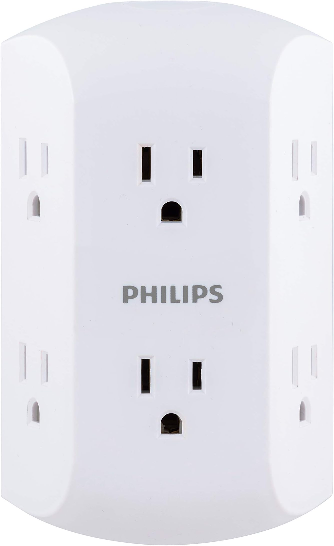 GE 6-Outlet Extender, 2 Pack, Grounded Wall Tap, Adapter Spaced Outlets ...