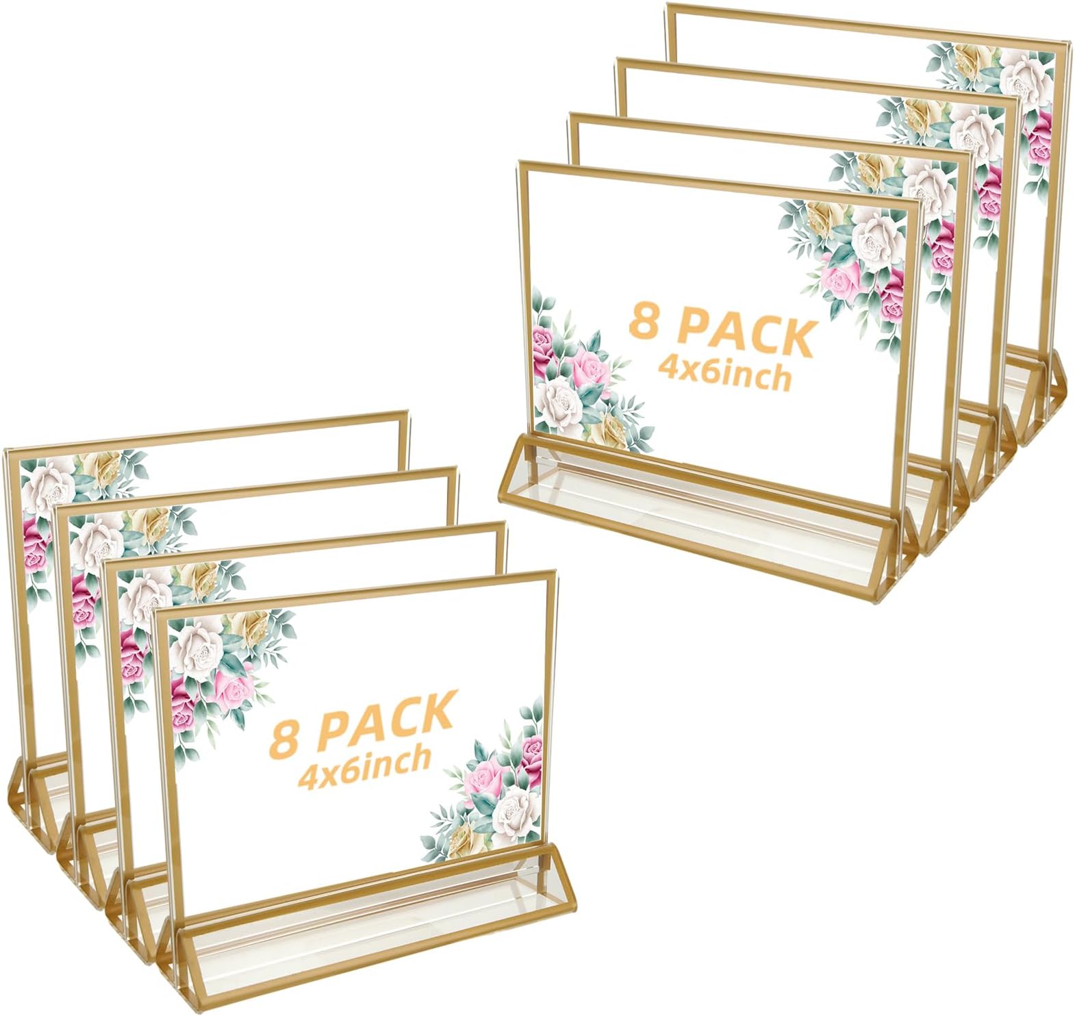 Amazon.com: CYEAH 8 Pcs Acrylic Sign Holders with Golden Border, 6x4 ...
