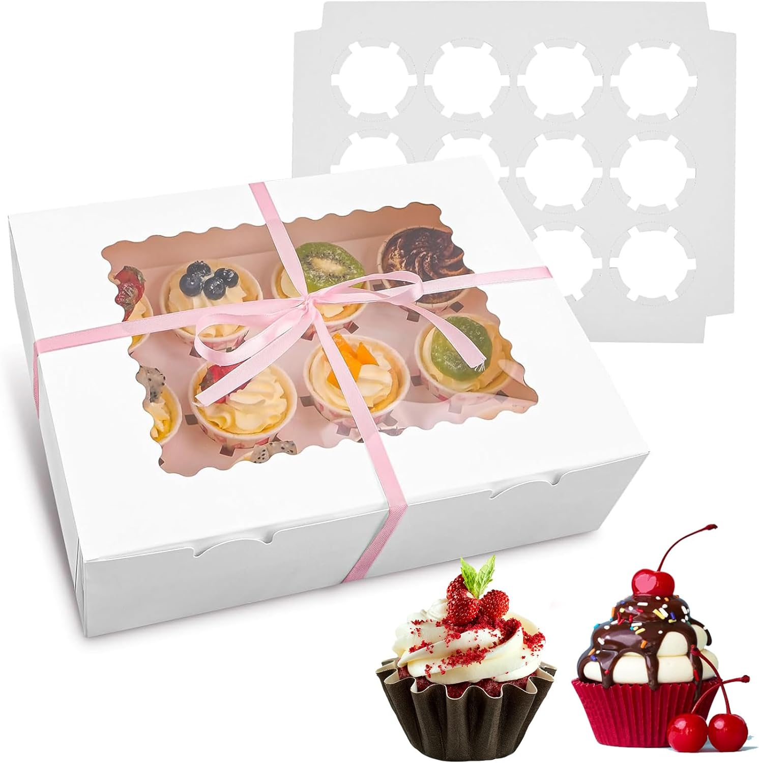 Amazon.com: Rarapop 6 Set Cupcake Boxes, Holds 12 Standard Cupcakes ...