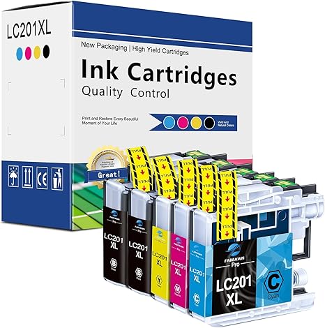 Amazon.com: LC201 (LC-201) Color (BK/C/M/Y) Ink Cartridge 5-Pack ...