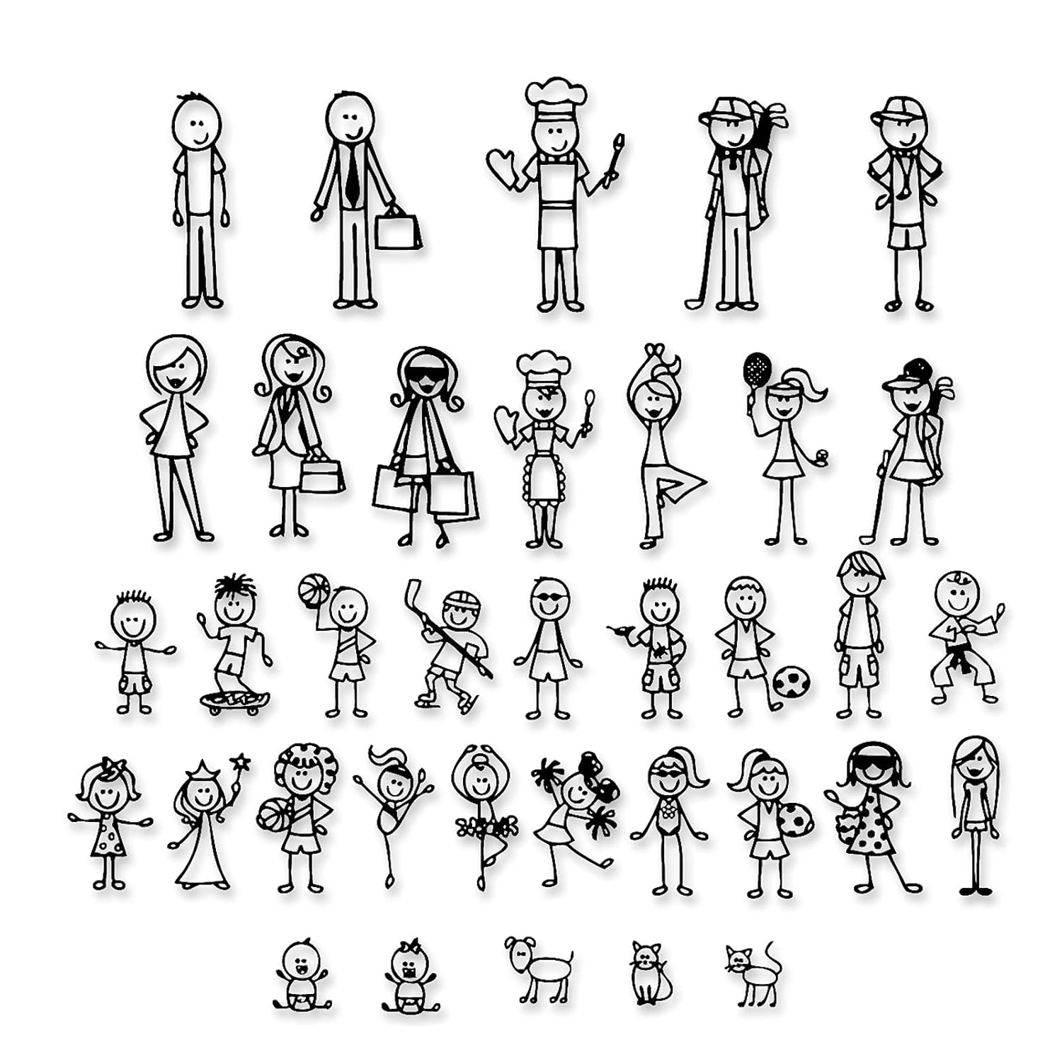 Amazon.com: Custom Stick Figure Family Vinyl Diecut Decal for Car Truck ...