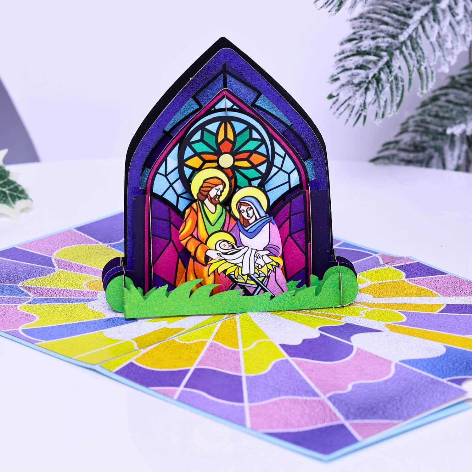 Nativity Scene Stained Glass Pattern