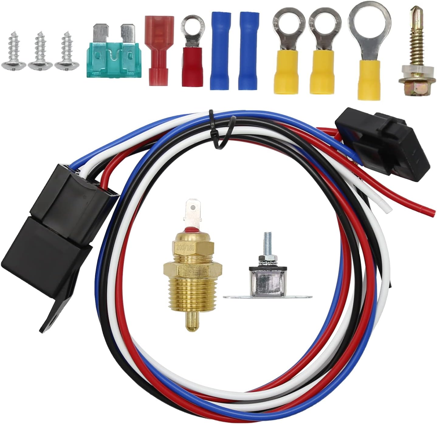 Amazon.com: Hoypeyfiy Electric Cooling Radiator Fan Relay Kit 200 On ...