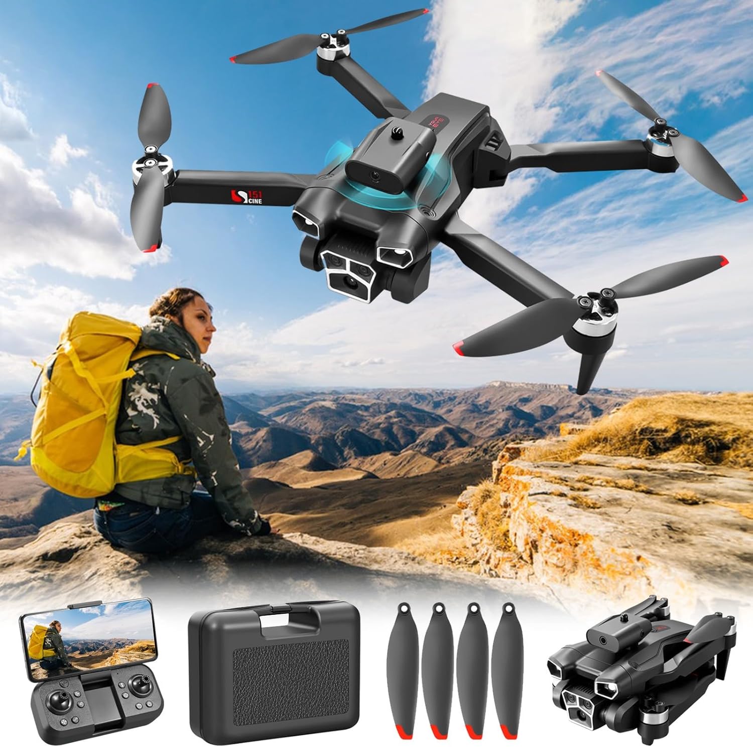 Amazon.com: Brushless Motor Drones With 5 Cameras Wind Resistance ...