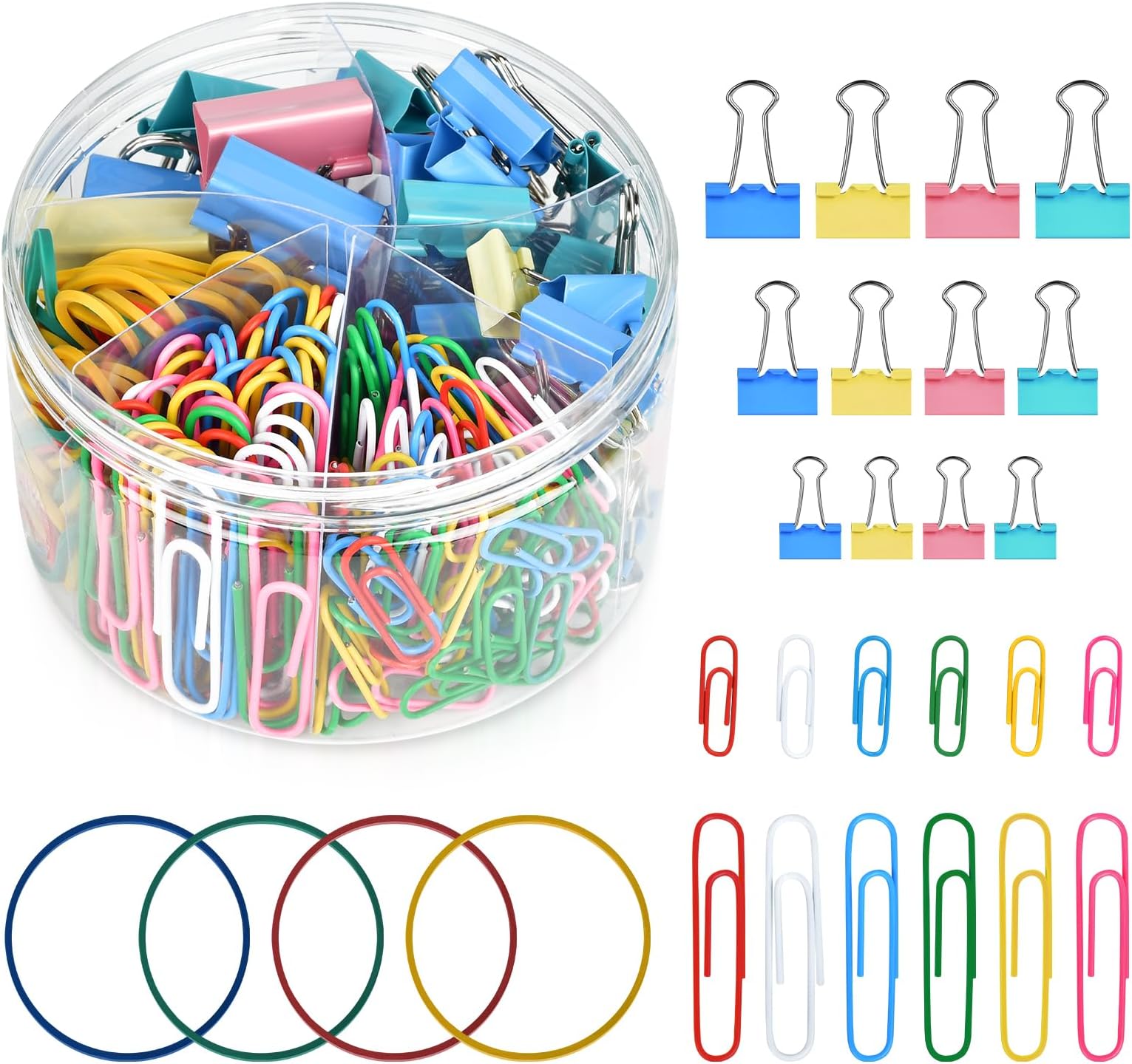 250pcs Binder Clips Paper Clips Set, Colored Metal paperclips Office ...