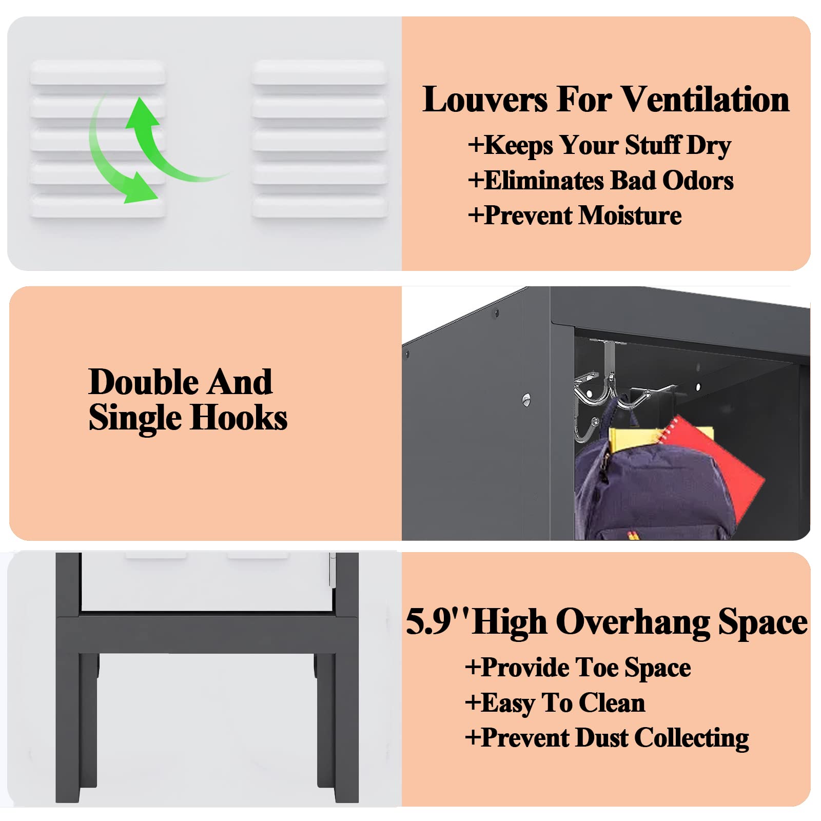 Snapklik.com : KAER Metal Lockers For Employees,3-Tier Storage Locker ...