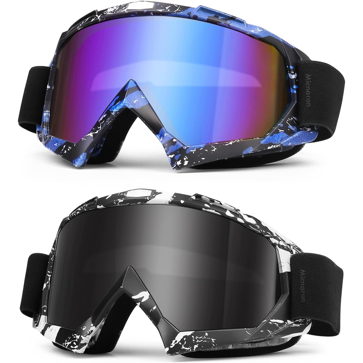 Amazon.com: Micnaron Dirt Bike Goggles, 2-Pack Ski Goggles, ATV Goggles ...