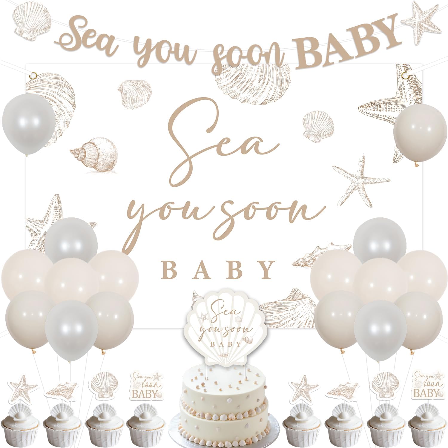 Amazon.com: Sea You Soon Baby Decorations - Ocean Animals Welcome Boy ...