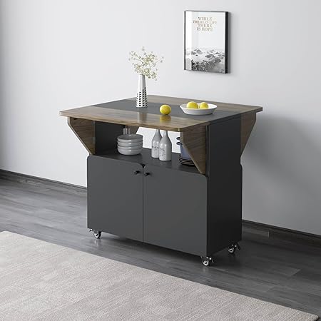 Amazon.com: FUNROLUX Folding Dining Table with Storage Rack and 2 ...