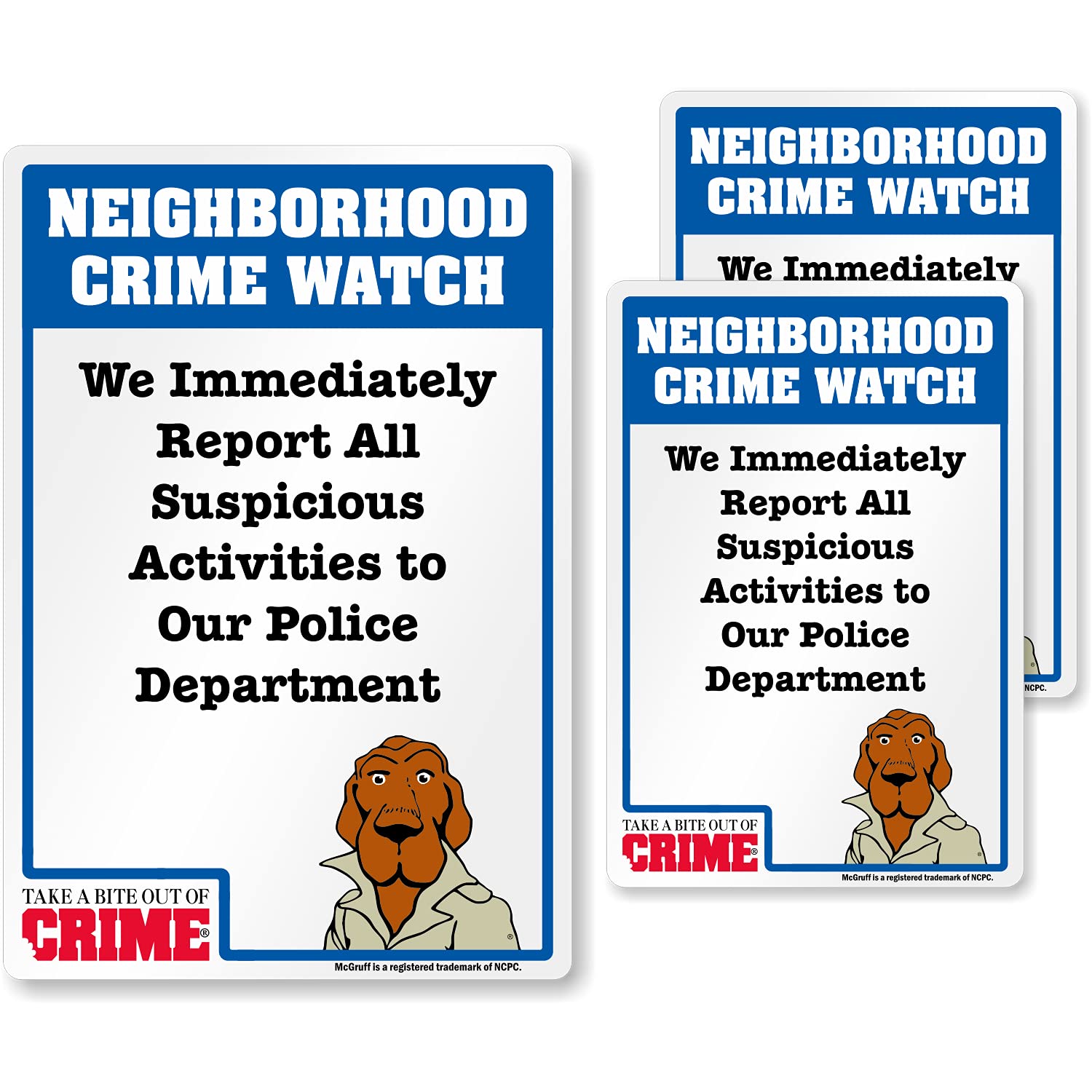 Amazon.com: SmartSign Neighborhood Crime Watch McGruff Decal Set | Two ...