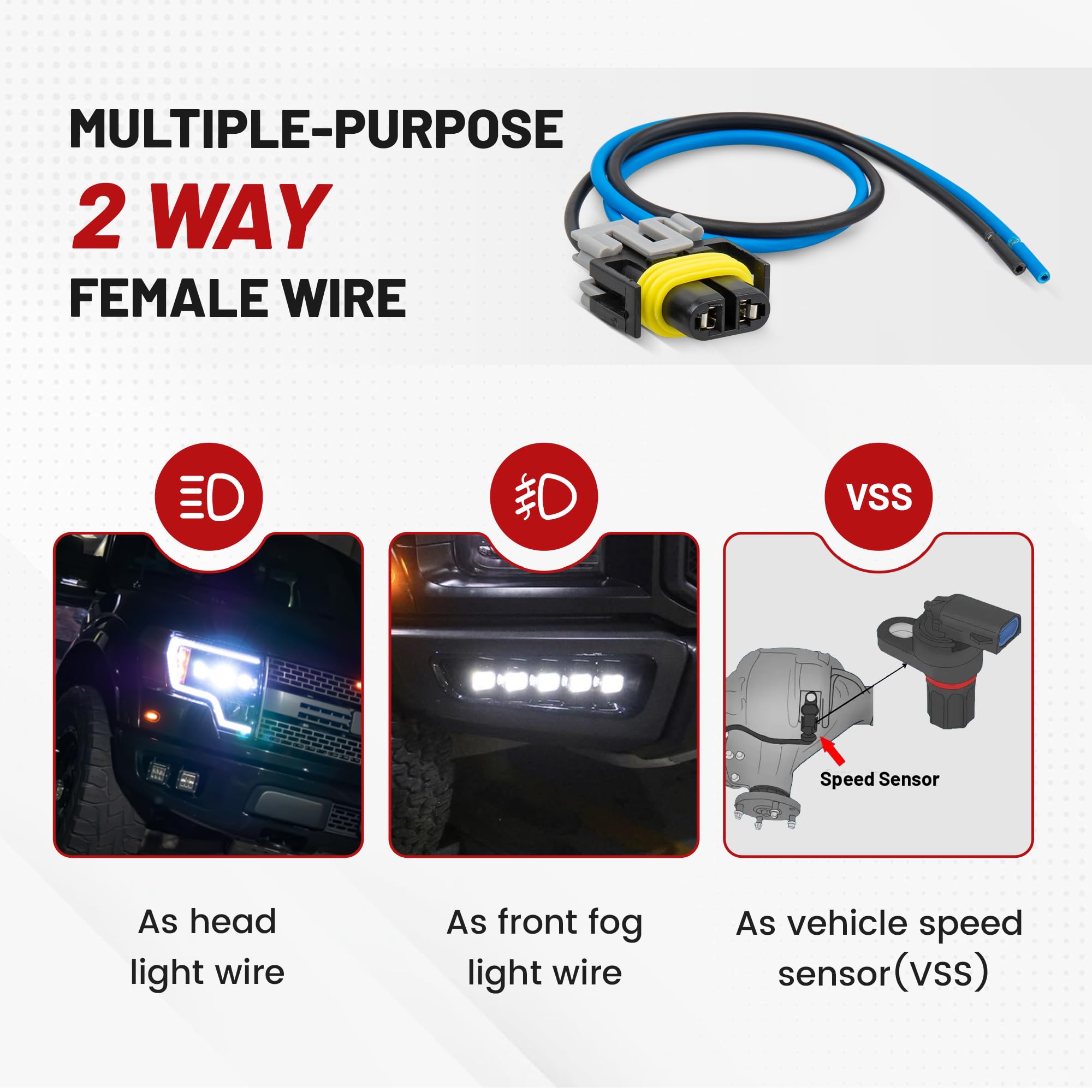 Snapklik.com : H8 H9 H11 880 Multi-Purpose 2 Pin Female Wire Adapter ...
