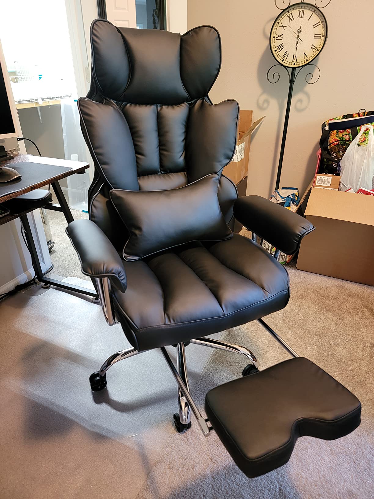 $50/mo - Finance Efomao Desk Office Chair Big High Back Chair PU ...
