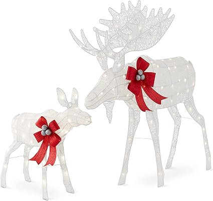 Amazon.com: Best Choice Products 2-Piece Moose Family, Lighted Outdoor ...