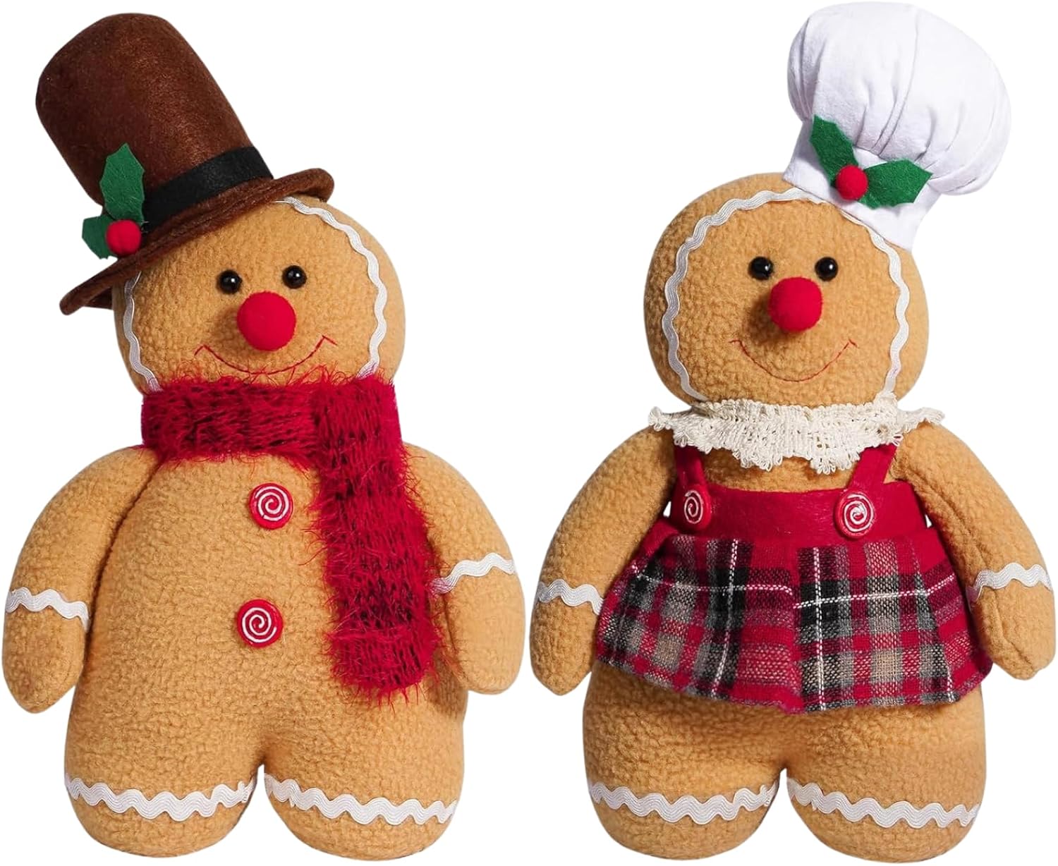 Amazon.com: Glazeal 2pcs Gingerbread Man Doll Sets, 11.8" Handmade ...