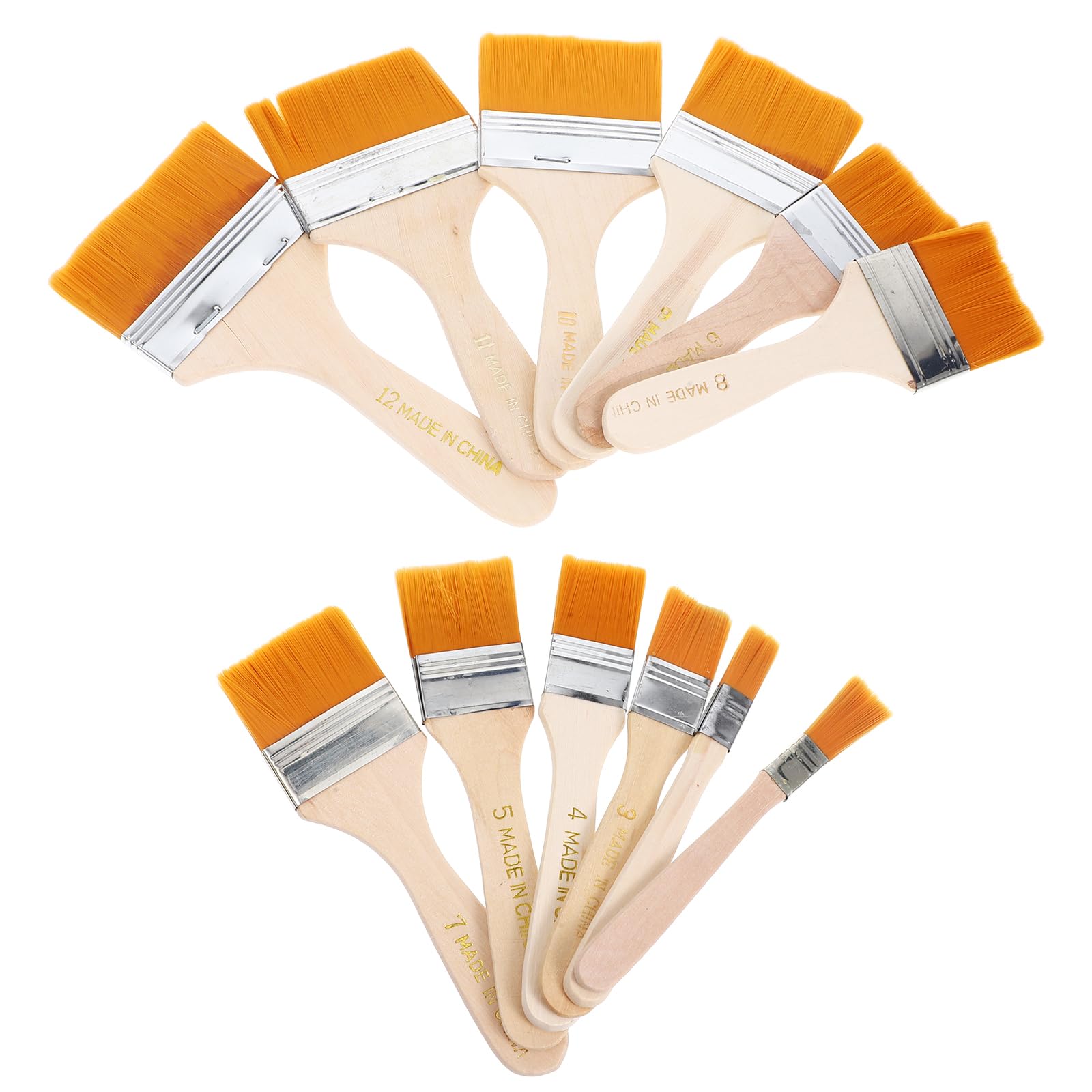Amazon.com: EXCEART Flat Nylon Paint Brush 1 Set of 12Pcs 1-Inch ...
