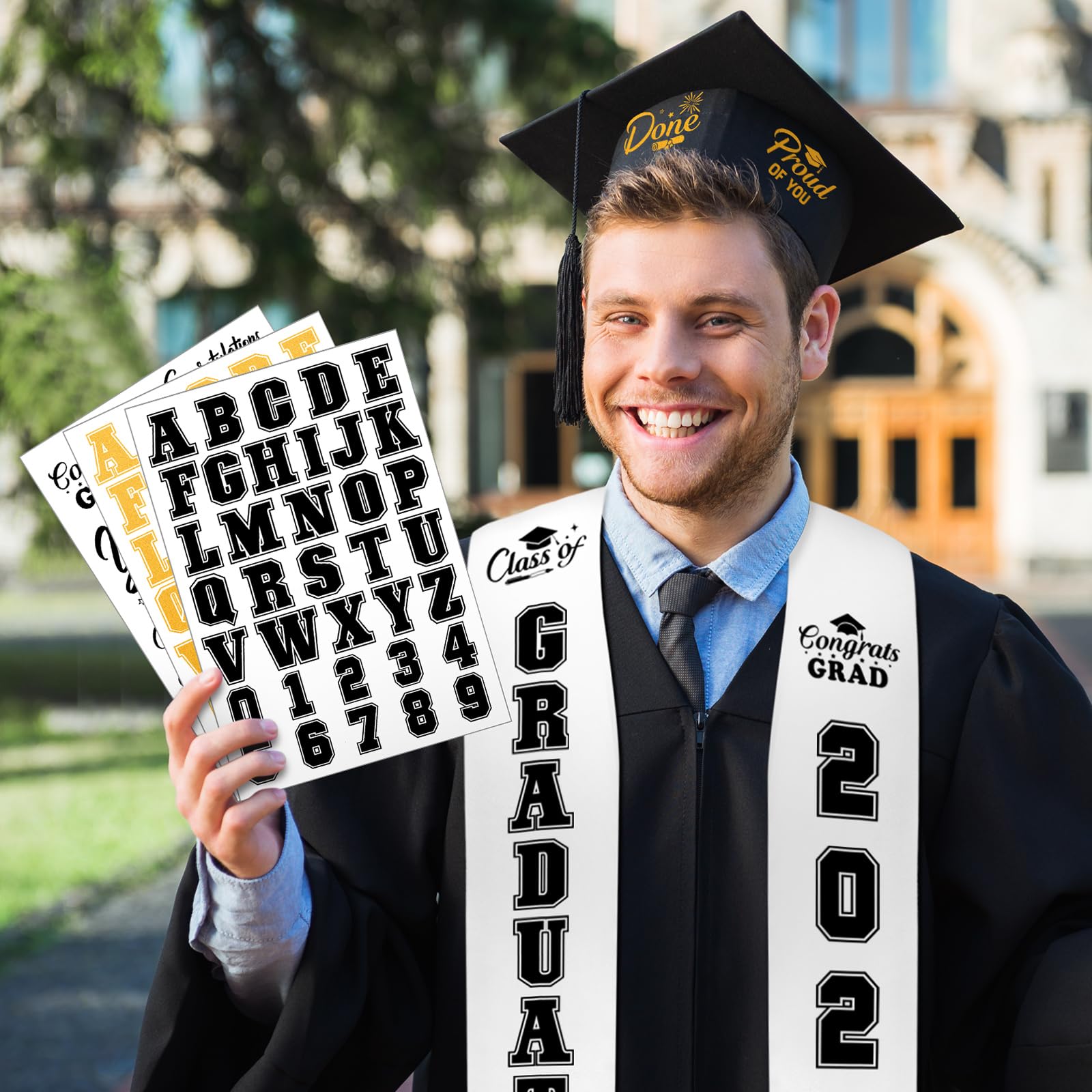 Snapklik.com : Jetec 8 Sheets Graduation Stole 2025 Iron On Letters Patches