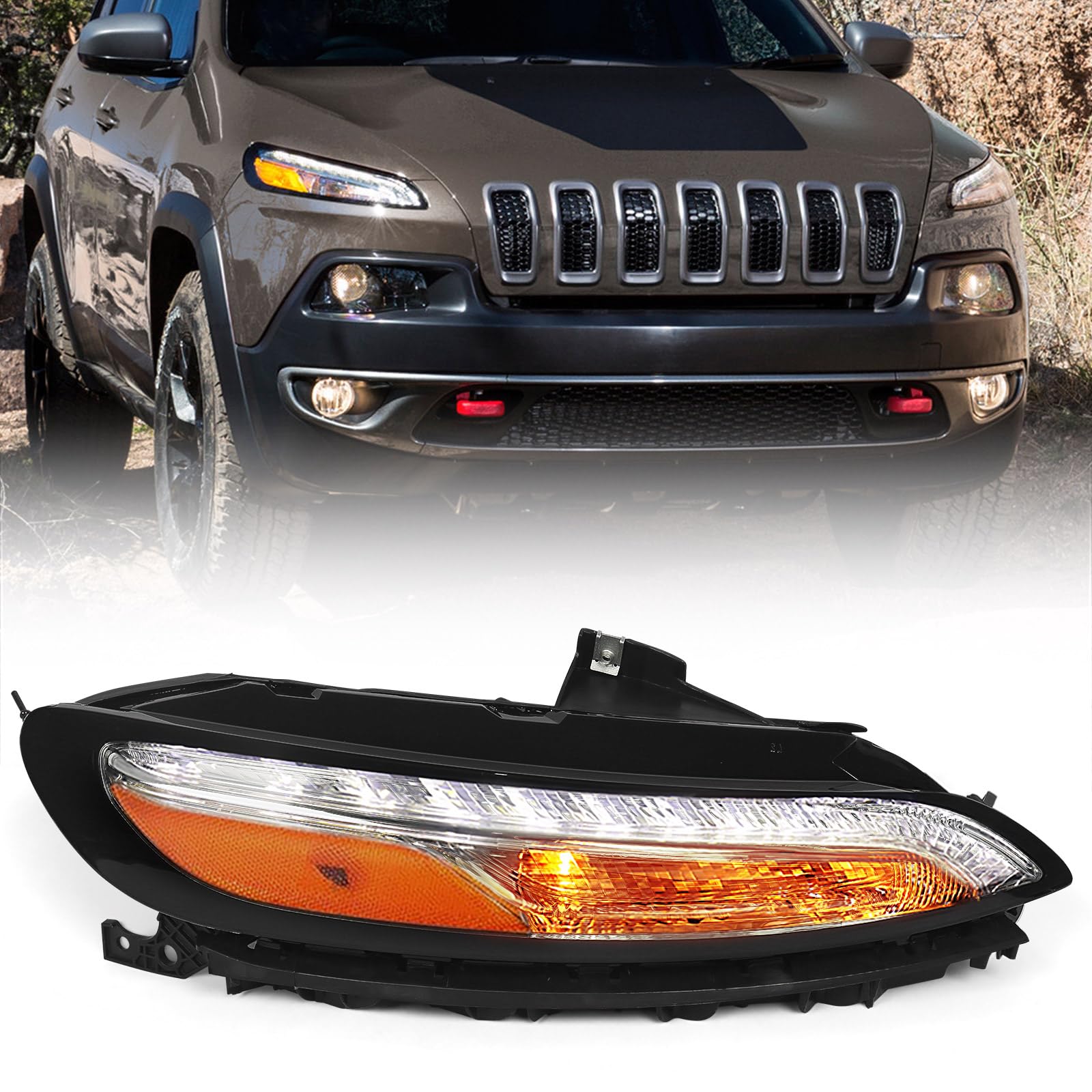 Amazon.com: Huray DRL Headlight for Jeep Cherokee 2014-2018 [Day Time Running Light] [Turn ...