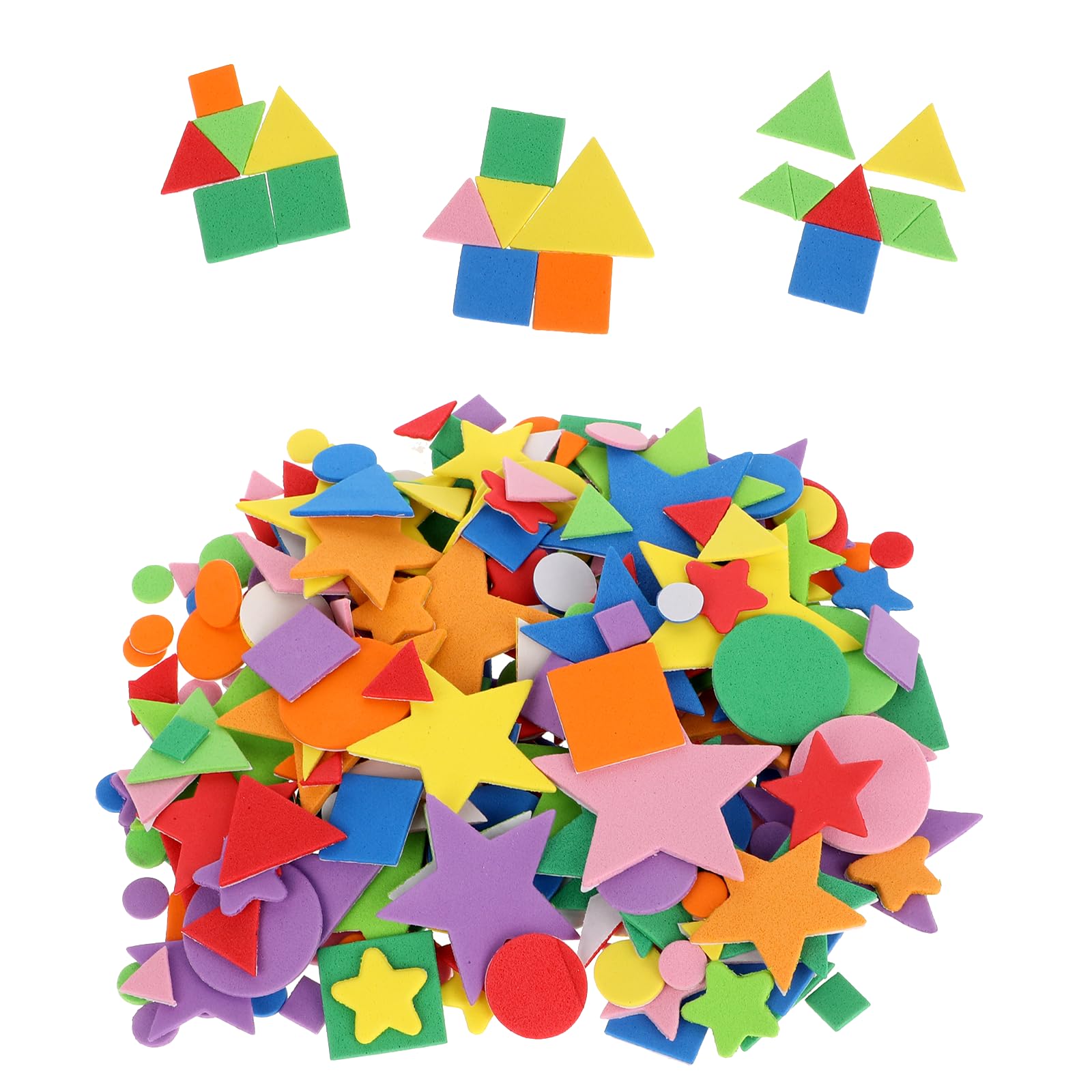 BOHUIZ 313 Pcs Foam Stickers Foam Geometric Shape Stickers, 10 Colors ...