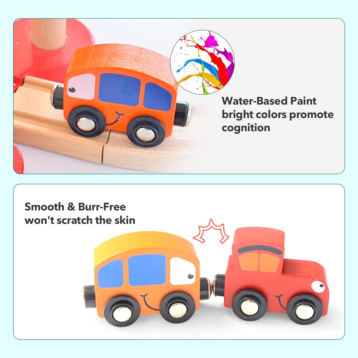 Wooden Train Set with Bead Maze – Track Set, Educational Toys for Ages ...