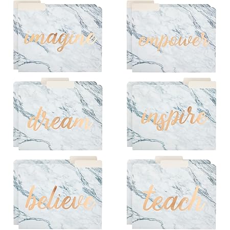 Amazon.com : 12 Pack Decorative File Folders Marble, Cute Rose Gold ...