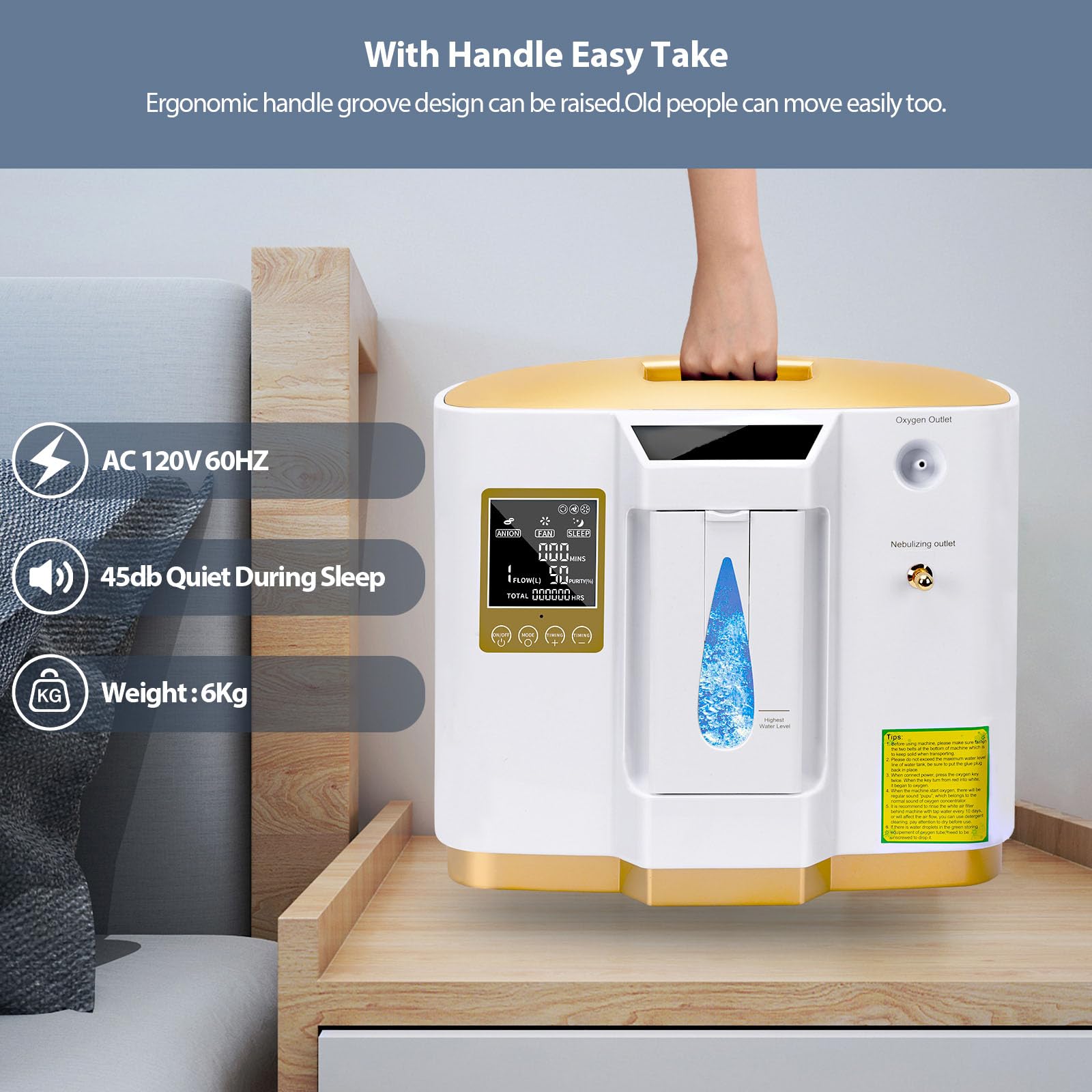 Oxygen Concentrator, Portable Oxygen Concentrator for Home Use, with ...