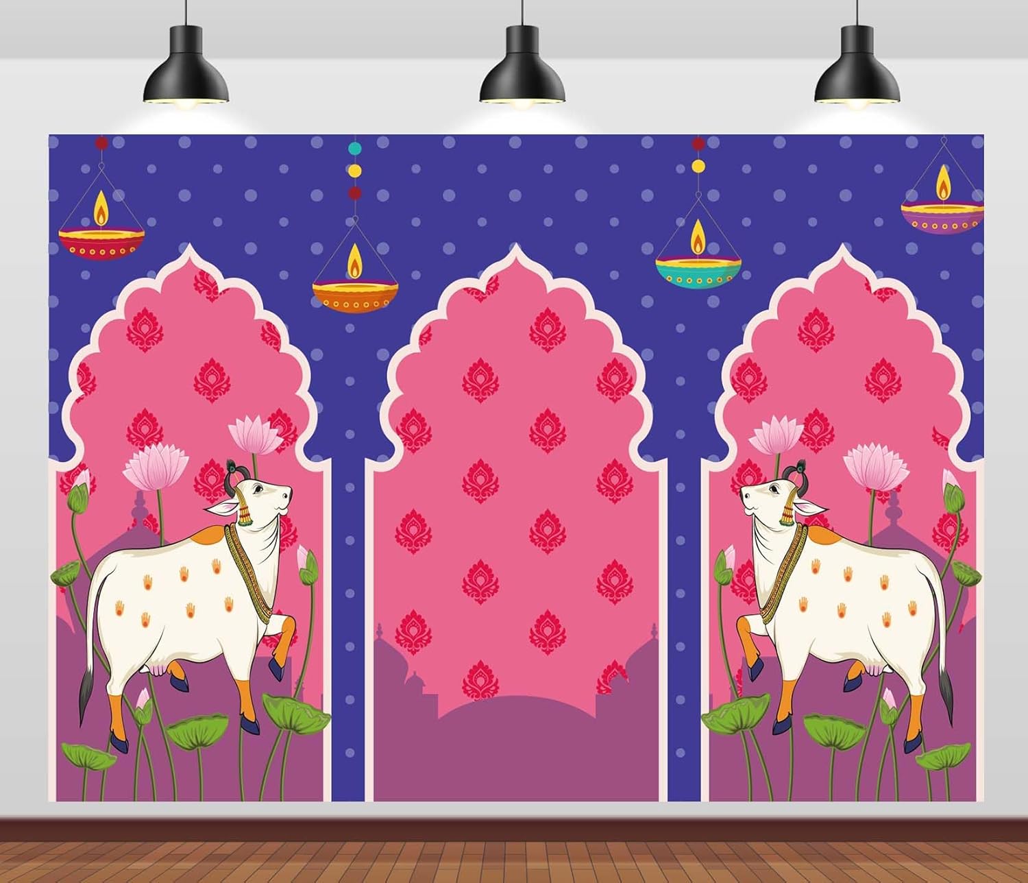 Amazon.com : BELECO 7x5ft Fabric Indian Backdrop Lotus Flowers Cows ...