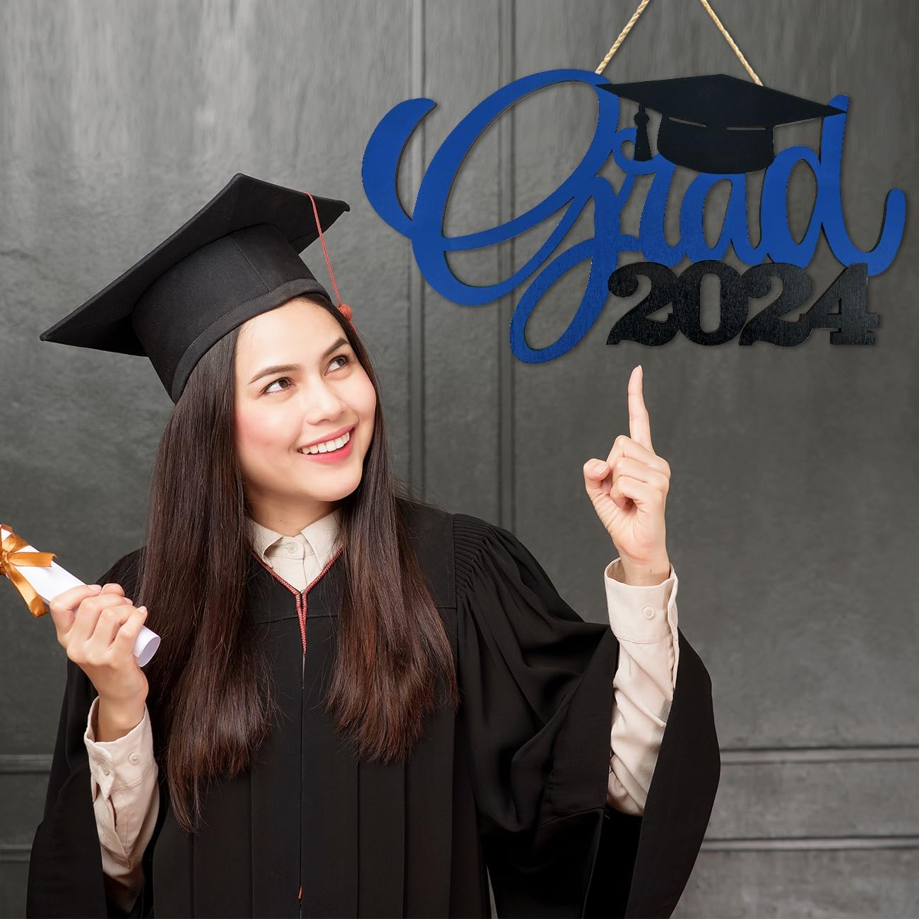 Blue Graduation Party Decorations,Grad 2024 Wooden Sign Graduation ...