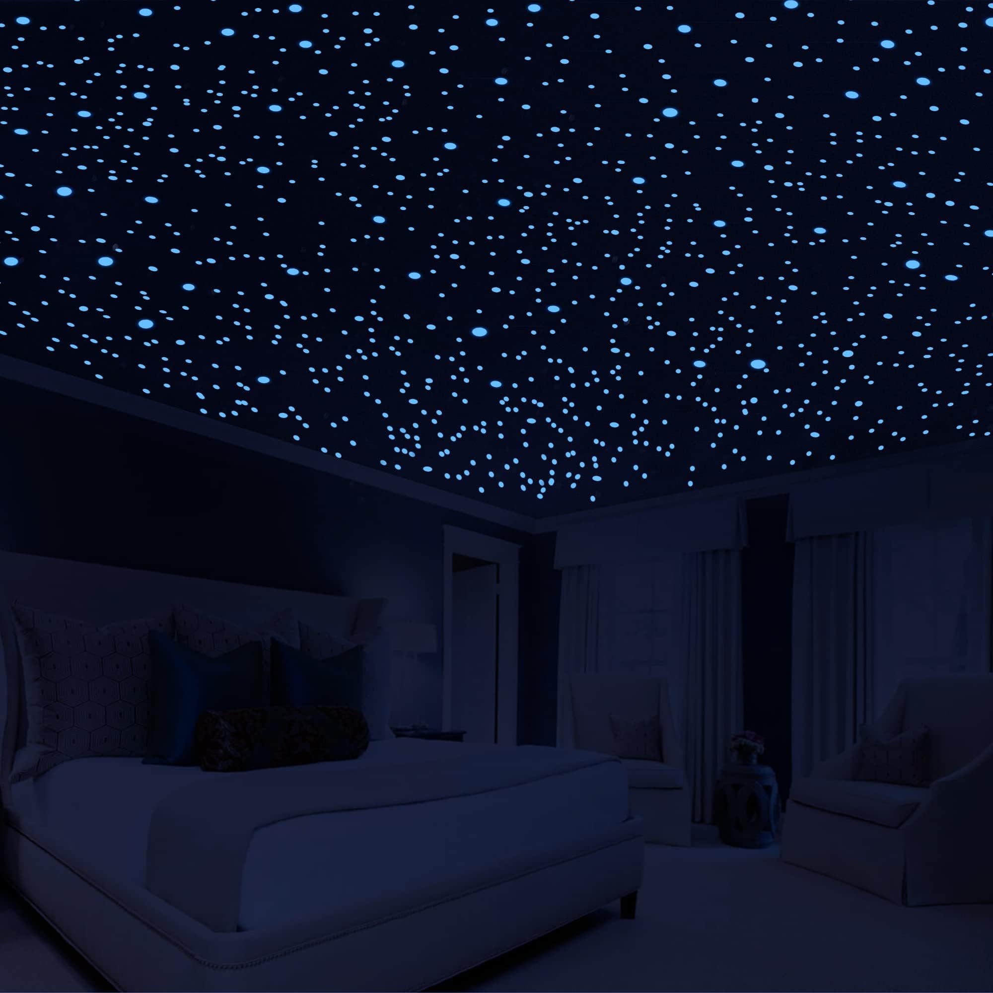 Amazon.com: 100pcs Glow in The Dark Stars, Fluorescent Wall & Ceiling ...