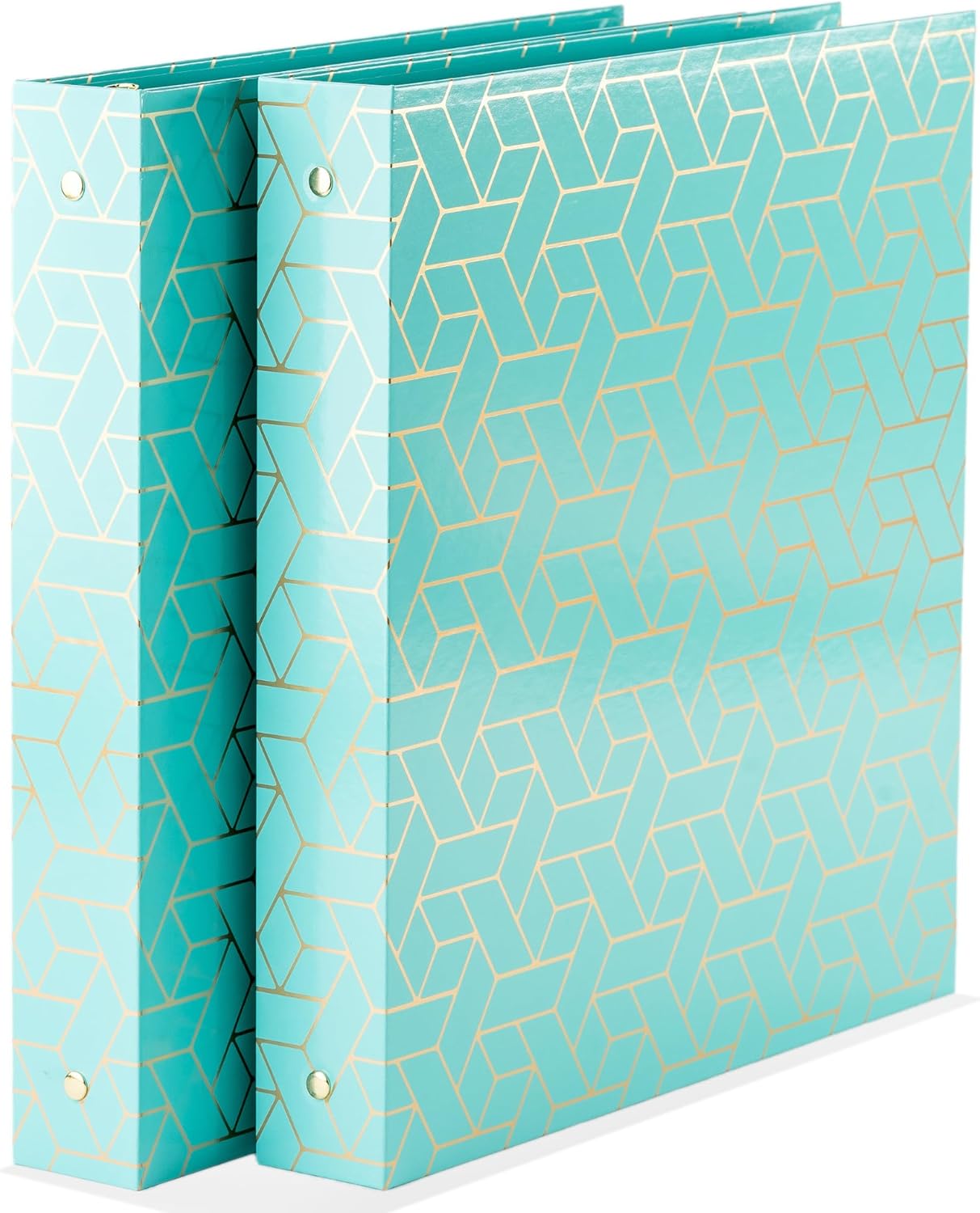 Amazon.com : Blu Monaco Cute 3 Ring Binders - Aqua Woven with Gold Foil ...