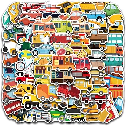 Amazon.com: 100pcs Cute Cartoon Car Stickers, Excavator Truck Car ...