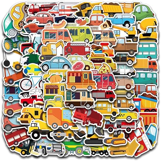 Amazon.com: 100pcs Cute Cartoon Car Stickers, Excavator Truck Car ...