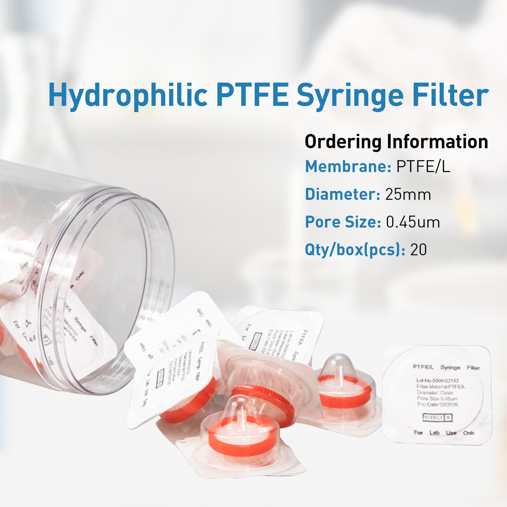 Snapklik.com : Sterilized Syringe Filter PTFE 20 Pack, 0.45 Um Pore ...